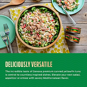 Genova Premium Yellowfin Tuna in Olive Oil, Wild Caught, Solid Light, 5 oz. Can (Pack of 24)