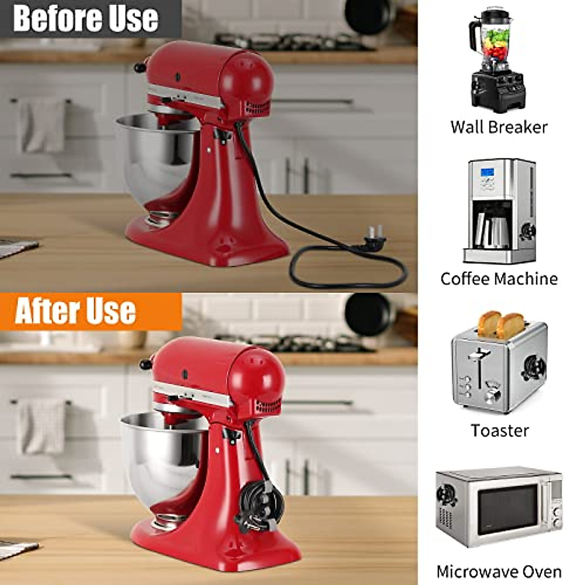 Cord Organizer for Appliances, 10 Pack Upgraded Cord Keeper, Appliance Cord Winder Cord Wrapper Cord Holder Organizer Stick On Mixer, Blender, Coffee-Maker, Toaster, Pressure-Cooker and Air-Fryer