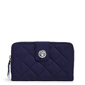 Vera Bradley Women's Performance Twill Turnlock Wallet With RFID Protection, Classic Navy, One Size