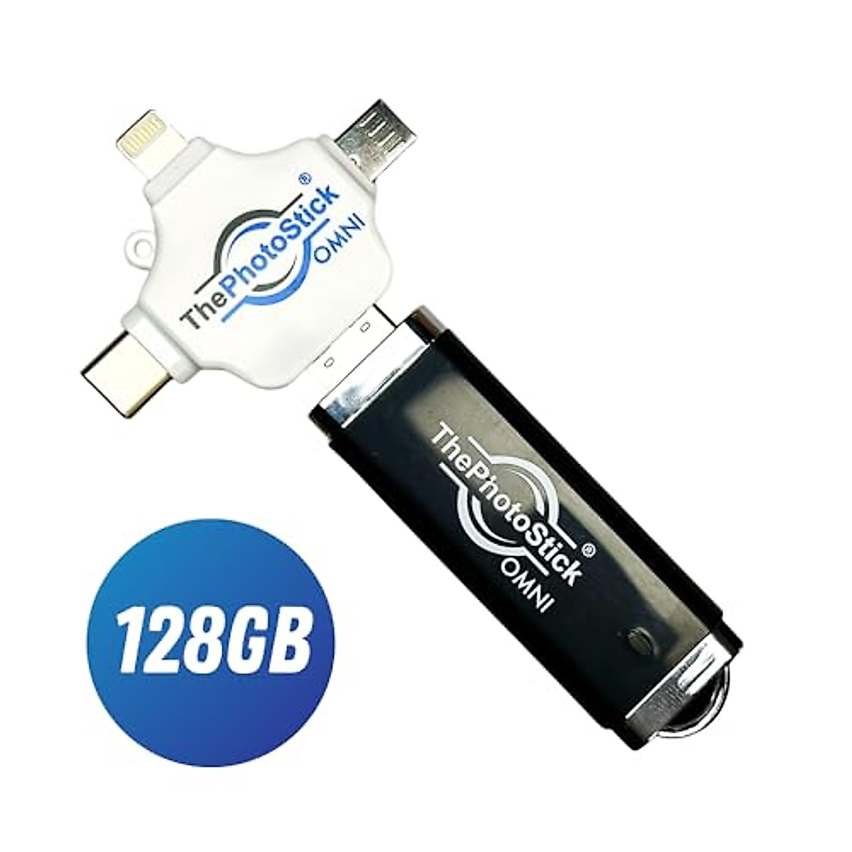 ThePhotoStick® Omni 128GB - Secure Photo & Video Backup and Transfer | USB & Multiport Connection | Integrated Software | Portable Memory | External Storage | File Save & Transfer