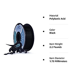 ZIRO PLA Filament 1.75mm,3D Printer Filament PLA PRO Basic Color Series 1.75MM 1KG(2.2lbs), Dimensional Accuracy +/- 0.03mm,Black
