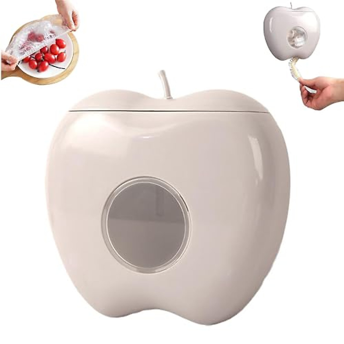 Plastic Wrap Storage Box,2024 Thickened Cling Film Sleeve Storage Box With 100pc Plastic Wrap,Apple Shaped Wall-Mounted Plastic Food Wrap Bag Storage Dispenser,Storage Organizer for Fresh Keeping Bag