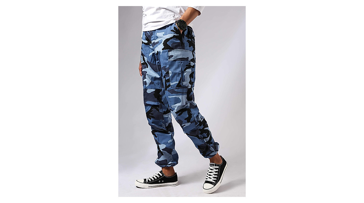 BACKBONE Mens Casual Street Fashion Camo Cargo Pants Army Combat ...