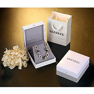 Leafael Wish Stone Link Charm Bracelet with Emerald Green Birthstone Crystal for May, Rose Gold Plated, 7"+2"