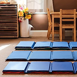 CASE Pack of 12 KinderMat, 1" Thick, 45" x 19" x 1", Red/Blue, 100% Made in USA