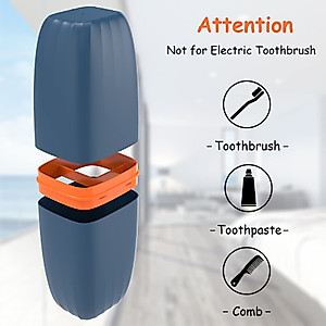 Geekboy Travel Toothbrush Holder, Portable Plastic Toothbrush Covers for Traveling, Camping, Business Trip, Home and School Supplies (Dark Blue)