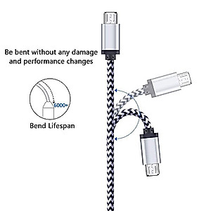 FiveBox Micro USB Charger Cable, 5-Pack 6ft Micro USB Cable Cord Braided Fast Charging Phone Charger for Samsung Galaxy J3 J7 S6 S7 Edge, Tablet, LG stylo 2/3 LG G3 G4 K30 K20 Plus, Old Kindle 7 8 10