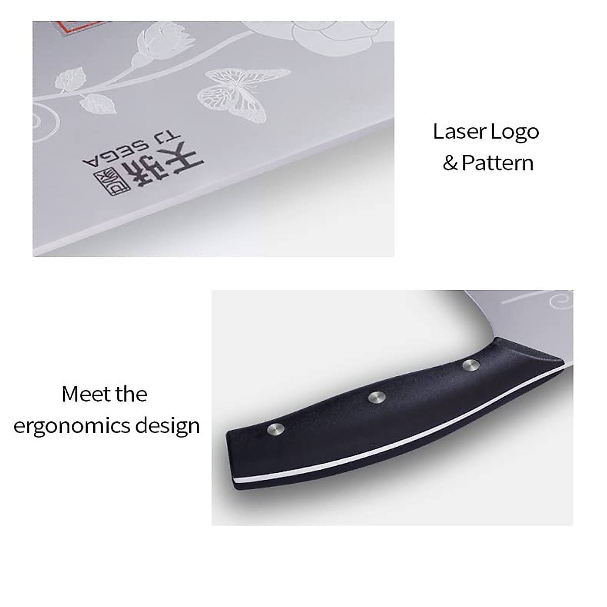 Meat Cleaver Knife 7.5 Inch, Ultra Sharp Chinese Chef's Knives, Full-tang Chopping Knife, 30Cr13 Steel Blade Thickness 2.5 mm, TJ SEGA Series TC1705