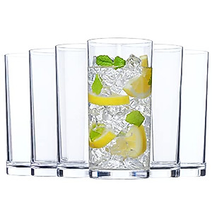 US Acrylic Classic 16 ounce Premium Quality Plastic Water Tumblers in Clear | Set of 6 Drinking Cups | Reusable, BPA-free, Made in the USA, Top-rack Dishwasher Safe