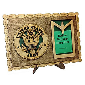 Armed Forces Army Custom Laser Crafted Three Dimensional Wooden Dog Tag Holder Plaque