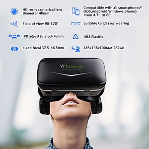 360° VR Headset with Remote Controller Compatible with iPhone and Android Phones,Adjustable 3D VR Glasses Goggles,Virtual Reality Headsets Goggles for Kids and Adults