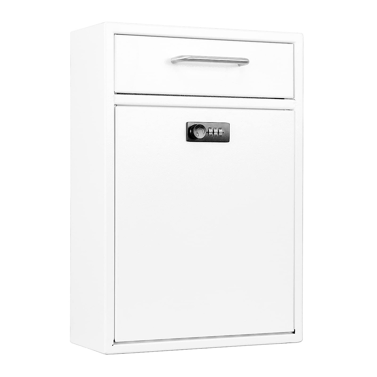 xydled Wall-Mount Mailbox with Combination Lock, High Security Durable Drop Box, Hanging Secured Postbox, Rust-Proof, Letter Deposit Payment, White,XL Large