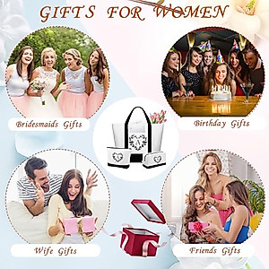 YOOLIFE Bridal Shower Gifts Bride To Be - Canvas Bag Tote Bag Make Up Bag Bridesmaid Proposal Wedding Day Bachelorette Party Maid Matron Of Honor Personalized Gift October Birthday Gifts Initial P