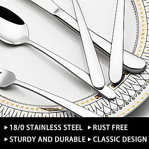 40-Piece Silverware Set, Heavy Duty Stainless Steel Flatware Set for 8, Food-Grade Tableware Cutlery Set, Utensil Sets for Home Restaurant, Mirror Finish, Dishwasher Safe