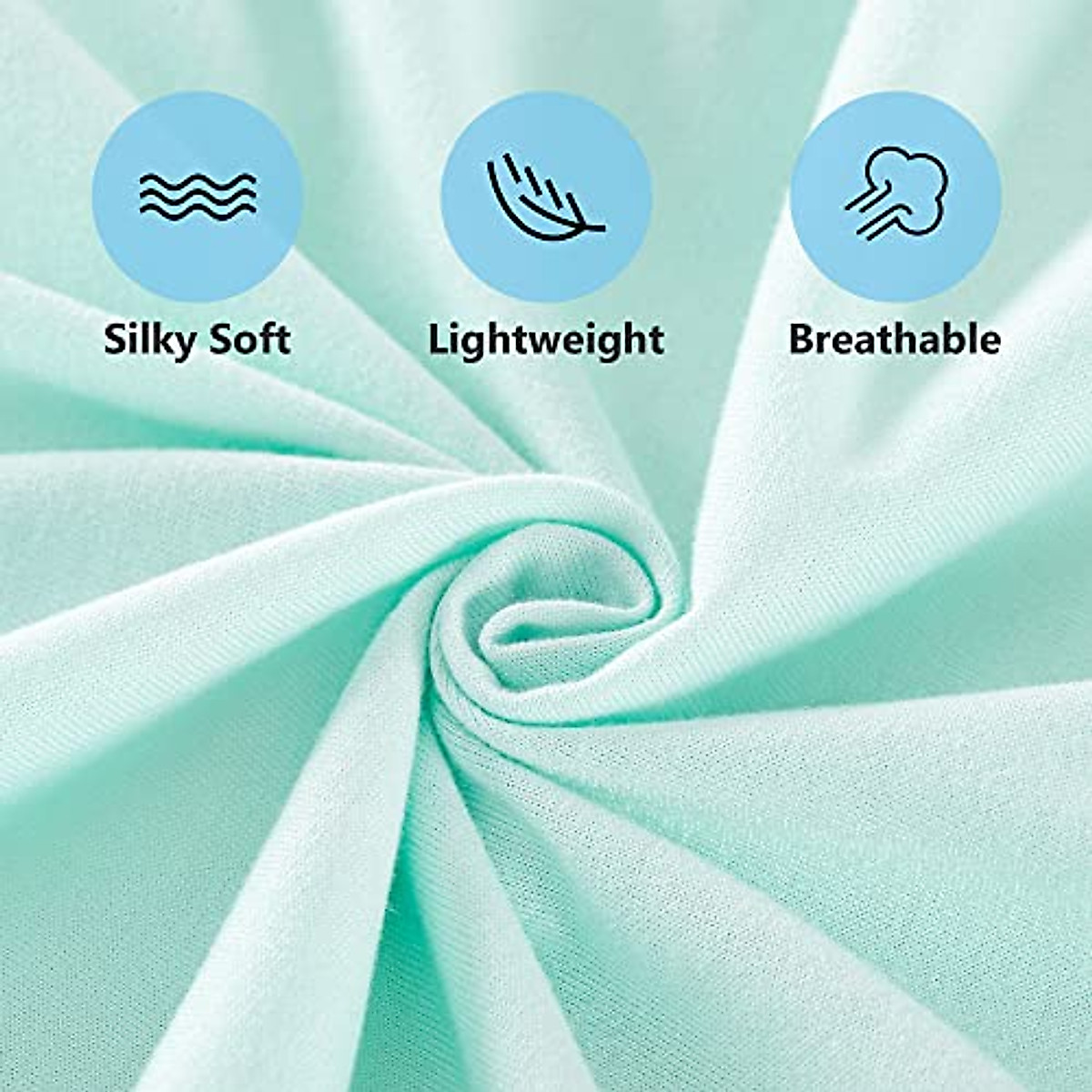 TILLYOU 2 Pack Mini Crib Fitted Sheets, Stretchy Soft Jersey Knit Portable Mini Pack n Play Playard, Playpen Bedding Sheet for Baby, Light Green & Light Gray