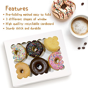 NPLUX Cookie Boxes Bakery Boxes with Window 8x6.5x2.5 Inches Auto-Popup Treat Pastry Boxes for Gift Giving(24pack,White)