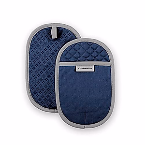 KitchenAid Asteroid Oval Pot Holder 2-Pack Set, Blue Willow, 6.5"x10"
