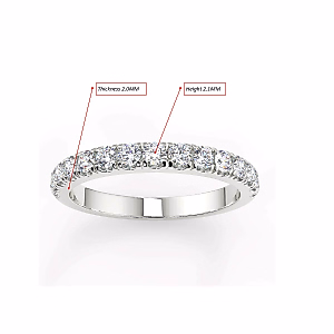 Natual 14K White Gold Round Diamond Ring for Women Ladies Eternity Wedding Anniversary Stackable Ring Band Value Collection 1/2 Carat (ctw) (Color H-I, Clarity Si2-I1) Luxury Collection. Natural Real Mined Diamonds