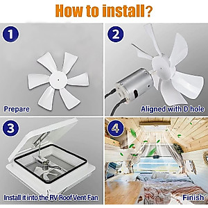 SVNR 6" RV Vent Fan, 2 Pack RV Bathroom Vent Fan Blades Replacement for RV Fan, Fits for Heng's, Elixir, Ventline, Jensen roof Vents, Range Hoods or Any 12 Volt Motor with a 0.094-inch D-Shaped Shaft