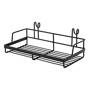 Kaforise Hanging Basket for Wire Wall Grid Panel, Multi-Function Wall Storage and Display Basket, Small Size, Black Painted