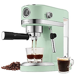 Neretva 20 Bar Espresso Coffee Machine with Steam Wand for Latte Espresso and Cappuccino, Compact Espresso Maker For Home Barista, 1350W Premium Italian High Pressure - Mint Green