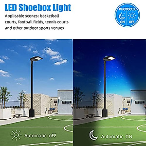 200W LED Parking Lot Lights Outdoor Pole Mount, 28000LM, 5500K, Super Bright Shoebox Pole Lights, IP65 Waterproof Commercial Street Light Adjustable Slip Fitter with Photocell for Yard Stadium