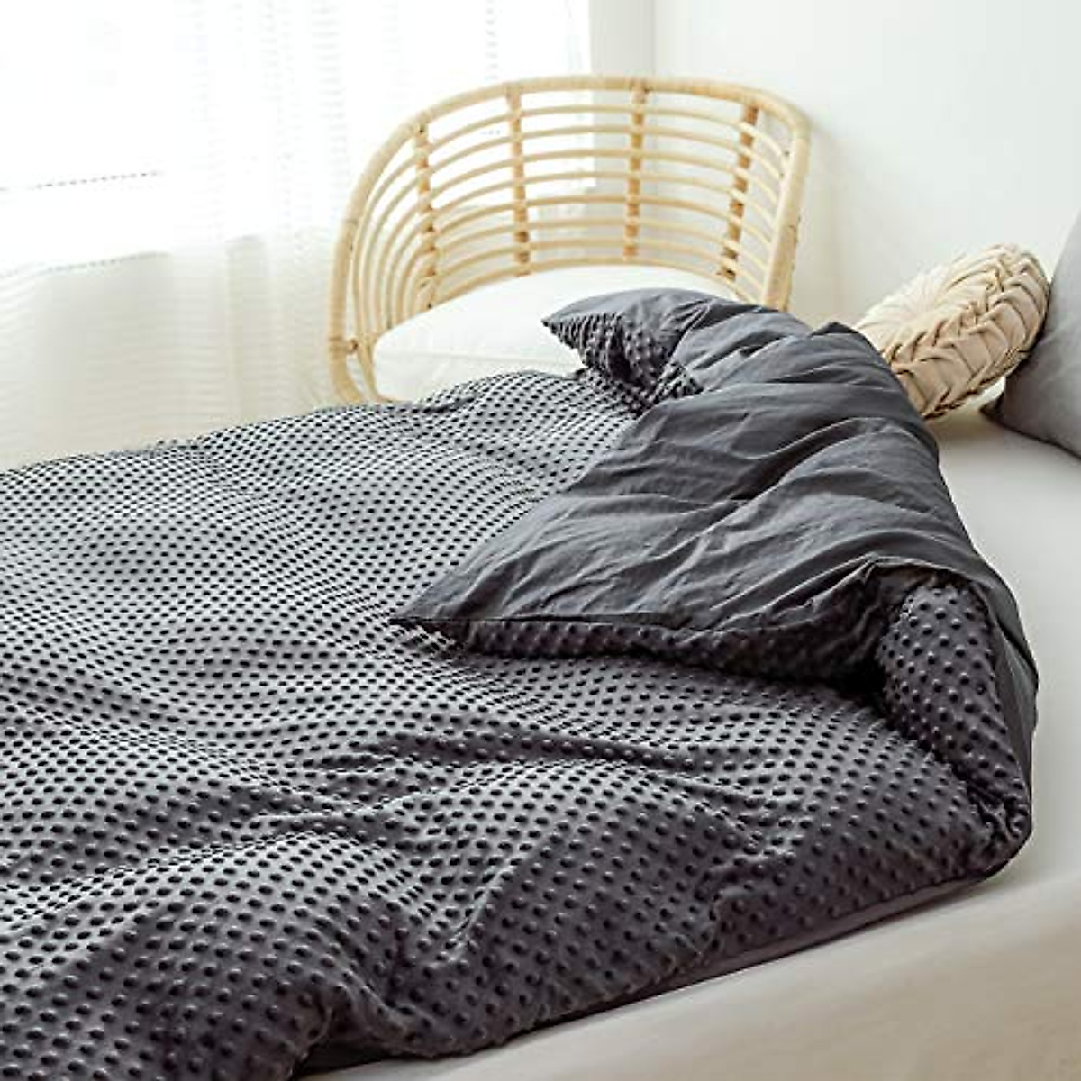 Sleepymoon Duvet Cover Snug Minky Dot Cotton Double Sided for Weighted Blankets (60''x80'') | Adult Kids | Grey | Warm Cool for Hot & Cold