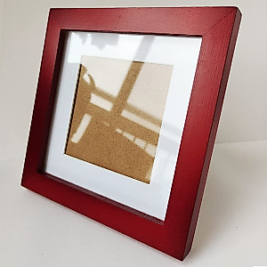 ZXT-parts 6x6 Picture Frames Red wood Without Mat, 4x4 Picture Frame with Mat, Solid Wood, 2 panels (1 glass, 1 plexiglass), The Table, The Wall.