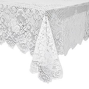 Juvale White Lace Tablecloth for Rectangular Tables, Vintage-Style Wedding Table Cloths for Reception, Dinner Party, Baby Shower, Tea Party Decorations, Home Decor (54x72 in)