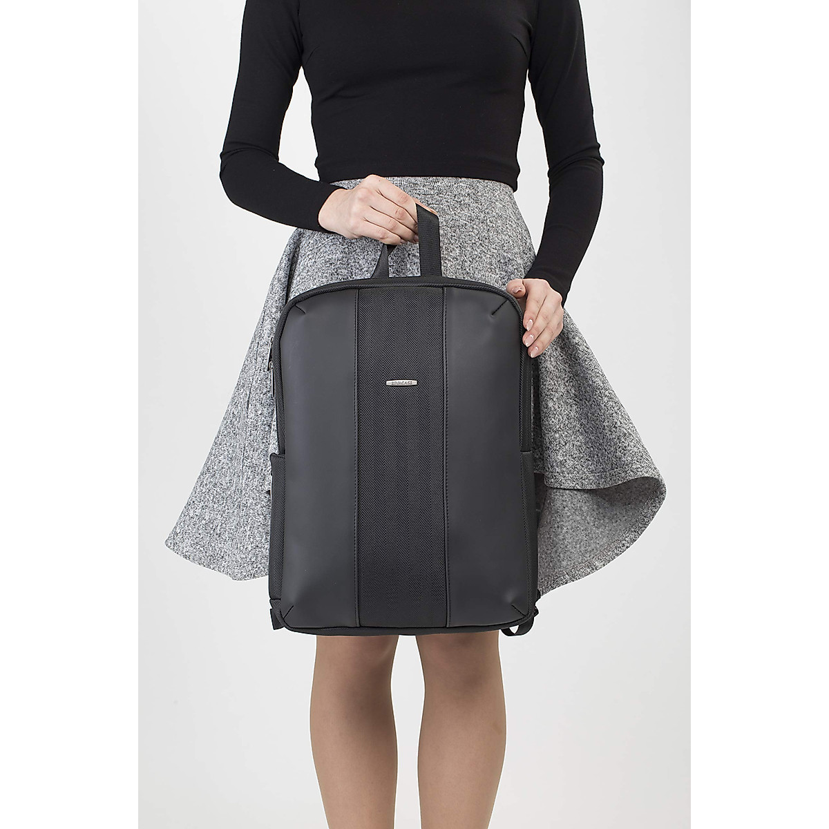 Rivacase 8125 Slim, Business Backpack, 14-inch Laptop Case, Unisex, Faux Leather Back Pack, Black