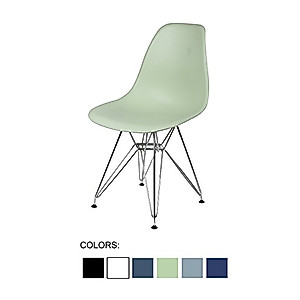 GIA Contemporary Armless Dining Chair with Chrome Metal Legs, Set of 2, Green