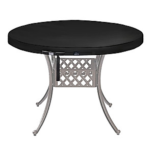 INWILD Outdoor Round Table Cover, Tear Resistant, Heavy Duty Weatherproof, UV Resistant, Patio Round Table Cover, Fits Round Patio Furniture up to 40"-49" Diameter (Black)