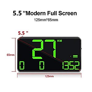 SmartCoolous C90 5.5" inch Universal HUD Head Up Display GPS Digital Speedometer Over Speed Alarm Tired Driving Warning Windshield Project for All Vehicle Bicycle Motorcycle