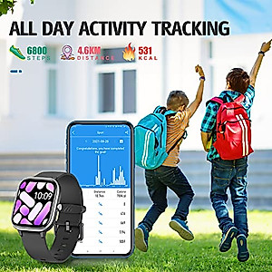 ZURURU Kids Smart Watch with 1.4" DIY Watch Face 19 Sport Modes, Waterproof Fitness Tracker Watch with Pedometer, Step Calorie Counter, Sleep Heart Rate Monitor Gift for Girls Boys Teen