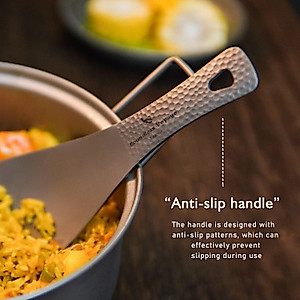 Boundless Voyage Titanium Rice Spoon Short Handle Spoon Cooking Shovel Outdoor Camping Household Rice Shovel Scoop Rice Spoon Thickened Ti1079T