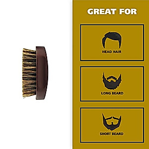 Wahl Small Travel Beard Brush with 100% Boar Bristles with Firm Natural Hair for Grooming & Styling – Wood Handle for Beards, Mustaches, Skin & Hair Care – Model 3346