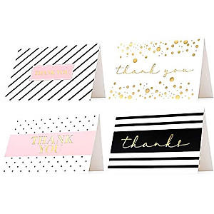 60 Gold Foil Thank You Cards- Elegant Thank You Cards - Thank You Greeting Cards Embossed In Fancy Gold Letters - Baby Shower, Bridal, Wedding Thank You Cards- Include 60 Envelopes- 4 x 6 inches