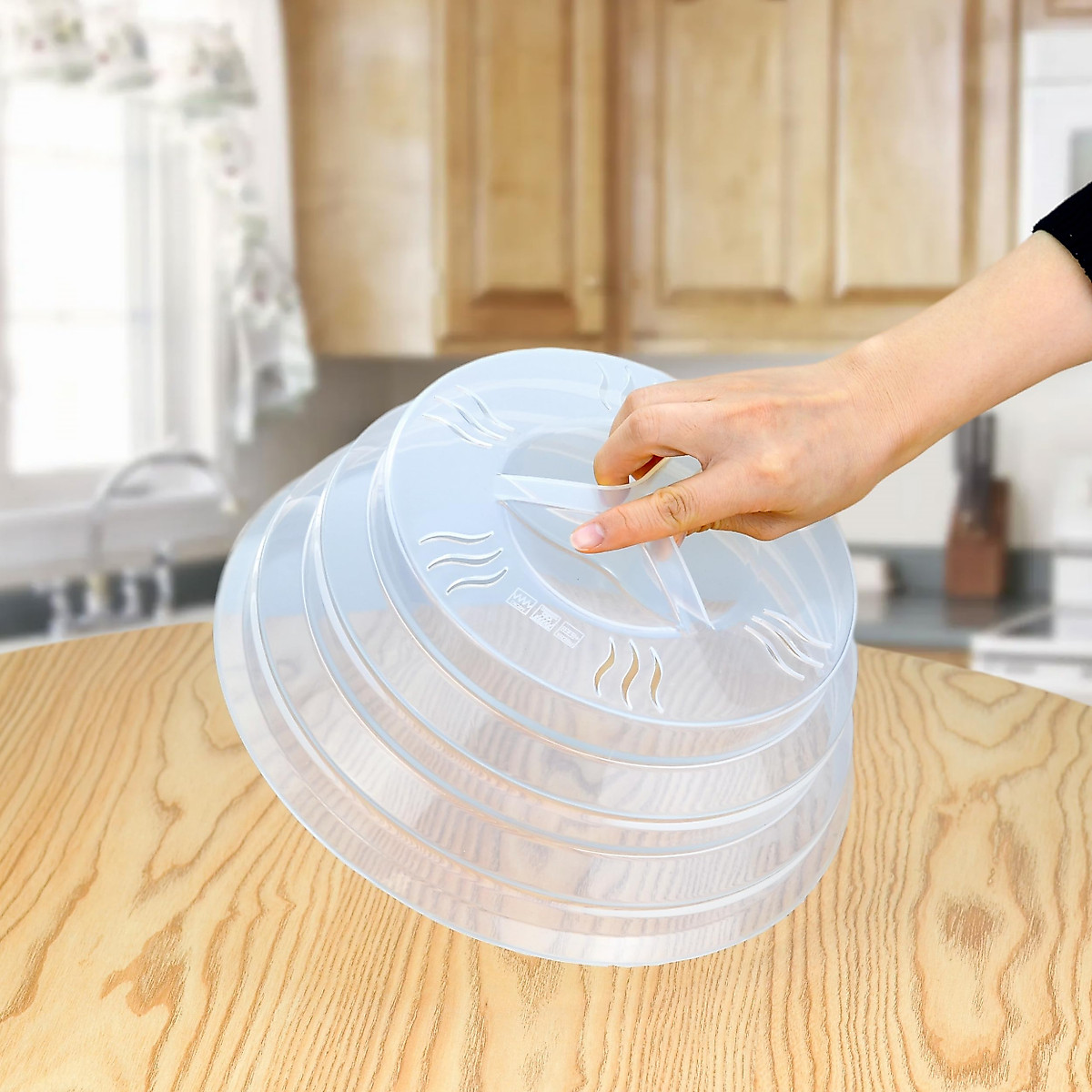 Microwave Splatter Cover for Food 11.8 inch,All Silicone Microwave Cover,Collapsible Microwave Food Cover BPA Free (clear)