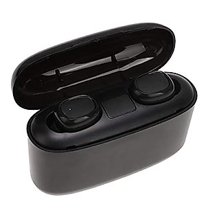 1 Pair TWS Earphones LED Power Display Wireless Earbuds Stereo Noise Cancelling Headset with Charging Box (Black) Gifts for Men Women