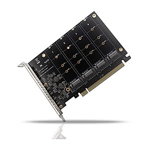 4 Port NVMe to PCI-e Host Controller Expansion Card, Support 2230 2242 2260 2280?M.2 NVME to PCIe X16 Adapter, M Key Hard Drive Converter Reader Expansion Card