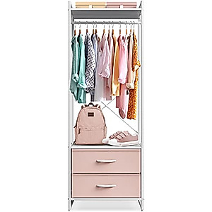 Sorbus Premium Cothing Rack with Drawers - Heavy Duty Wardrobe Closet with Metal Frame & Wooden Top - 70Inch Tall Garment Rack- Lightweight Freestanding Coat Closet - Multipurpose for Hallway, Bedroom