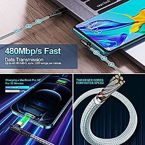 AIKRIKE USB C Cable [2-Pack, 6.6ft] 3.1A USB Type C Cable Fast Charging Right Angle, Durable Nylon Braided USB C Charging Cable Compatible with Note 10 9 8, LG, Galaxy S10 S9 S8, Type C Charger, Gold