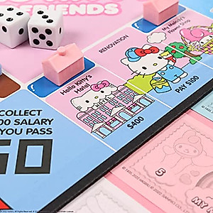 Monopoly: Hello Kitty and Friends, Buy, Sell, Trade Buildings from The Animated Series, Featuring My Melody, Badtz-Maru, Keroppi, Classic Monopoly Game, Officially-Licensed Hello Kitty Merchandise