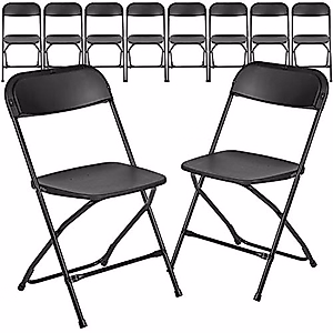 EMMA + OLIVER Set of 10 Black Stackable Folding Plastic Chairs - 650 LB Weight Capacity