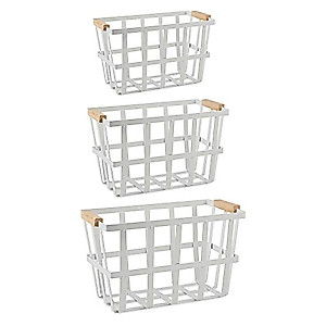 DII Urban Metal Basket Contemporary Storage Container, White, Basket Set, 3 Piece