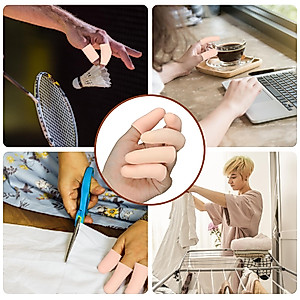 20Pcs Gel Finger Cots Thumb Protector, Silicone Finger Sleeves Cover Protection for Finger Tips, Finger Gloves Caps Finger Protectors for Wounds Hand Eczema, Finger Arthritis, Finger Cracking (Nude)