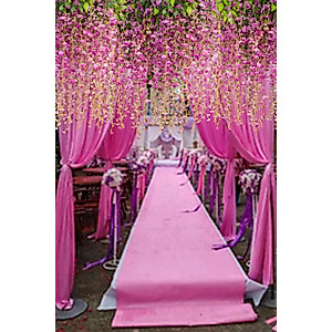 TINGE TIME 12Pcs Wisteria Hanging Flowers Garland Artificial Wisteria Vine Silk Hanging Flower for Home Garden Outdoor Ceremony Wedding Arch Floral Decor (Purple)