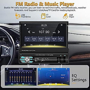 Podofo Single Din Apple Carplay Car Stereo with Bluetooth AHD Backup Camera, 7” flip Out Touch Screen Car Radio MP5 Player Support Android Auto, Mirror Link, USB, TF, FM Radio, Aux-in, SWC