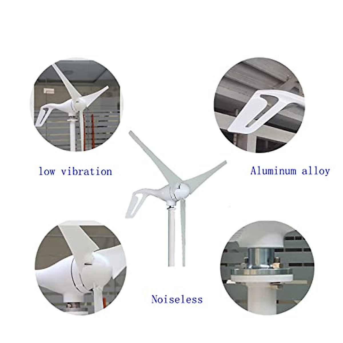 QAZNHODDS 4000W Wind Turbine Generator kit 24v Wind Industrial Machinery Equipment with Wind Boosting Controller 5 Blades Horizontal Axis Permanent Magnet Generator for Home Street,Five Blade,48v