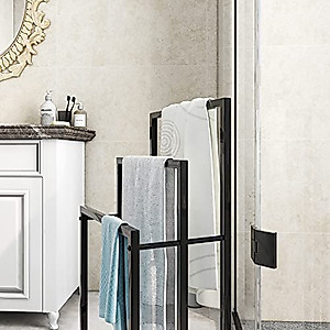 Crocofair Freestanding Metal Towel Rack Holder with 3 Tier for Bathroom Towel Rack Hand Towels Modern Washcloths Holder Drying Rack (Black) (3-Tier, Black)